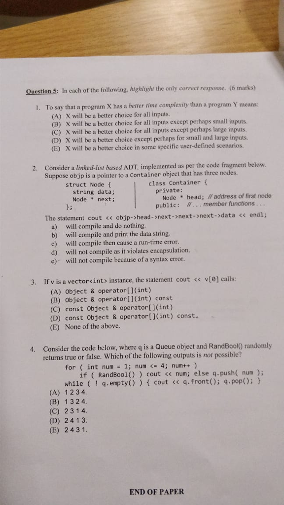 Solved Question S: In each of the following, highligh the | Chegg.com