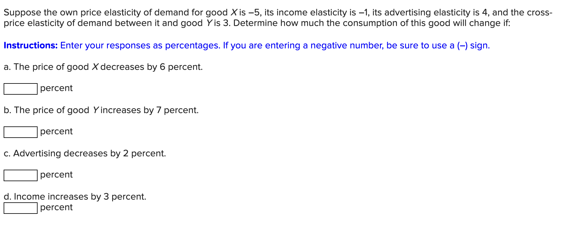 Solved Suppose the own price elasticity of demand for good X | Chegg.com