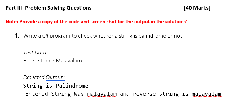 Solved Part III- Problem Solving Questions [40 Marks] Note: | Chegg.com