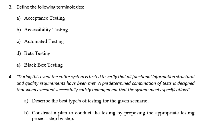 Solved 3. Define the following terminologies: a) Acceptance | Chegg.com