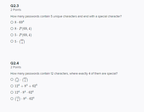 Solved Q2 8 Points A password consists of a string of | Chegg.com