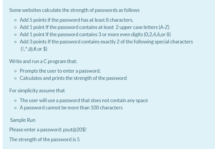 Solved Some websites calculate the strength of passwords as | Chegg.com