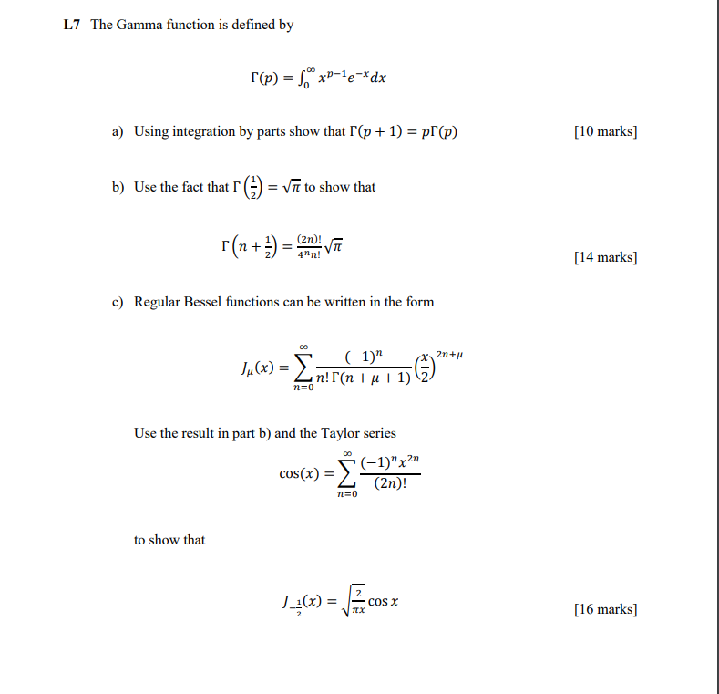 Solved L7 The Gamma function is defined by (p) = S. | Chegg.com