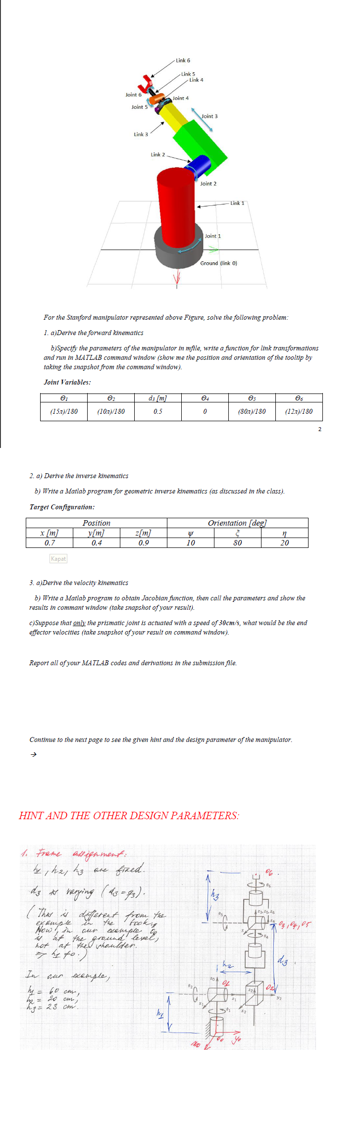 Solved a)Derive the forward kinematicsb) ﻿Specify the | Chegg.com