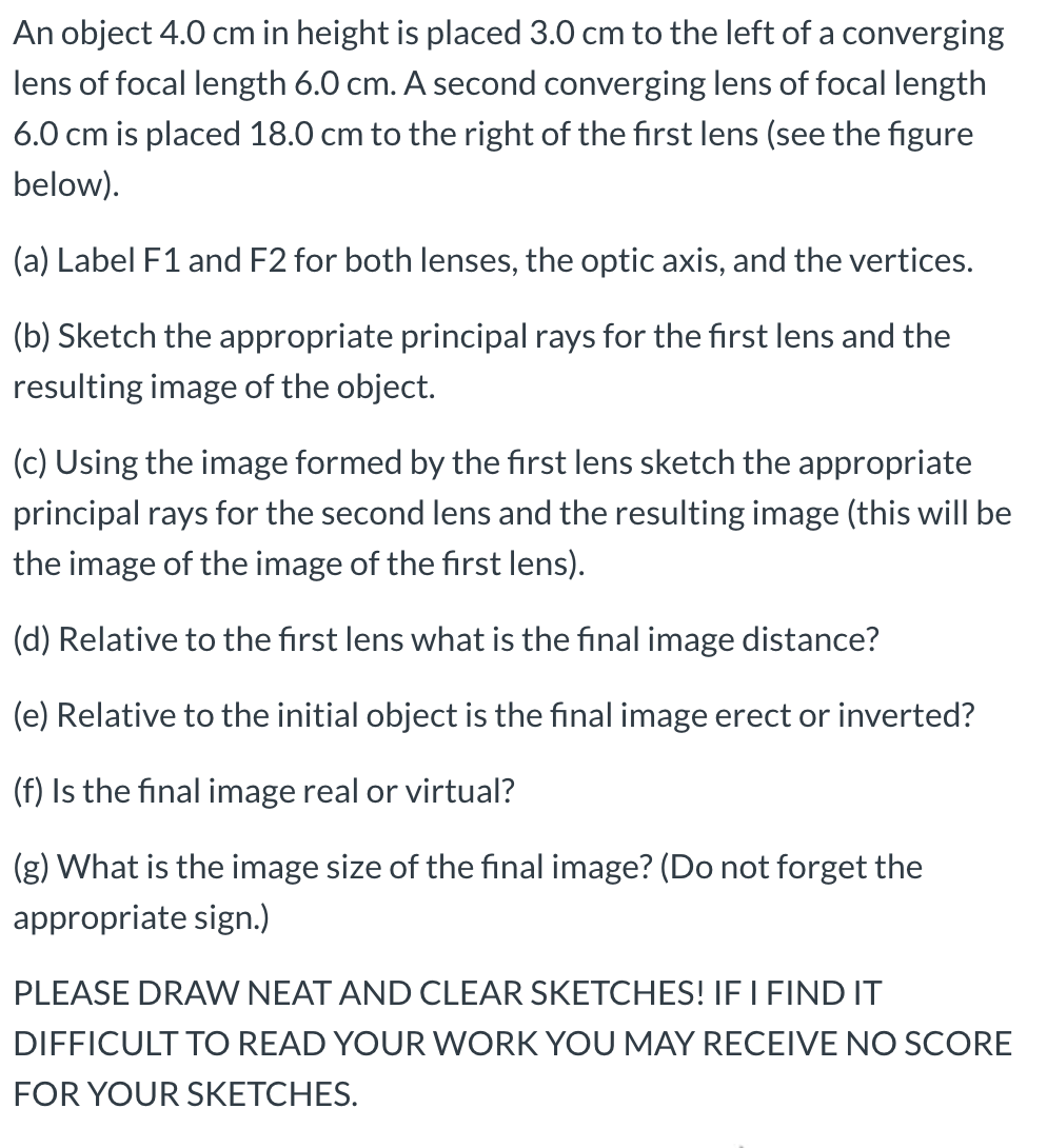 Solved An object 4.0 cm in height is placed 3.0 cm to the | Chegg.com