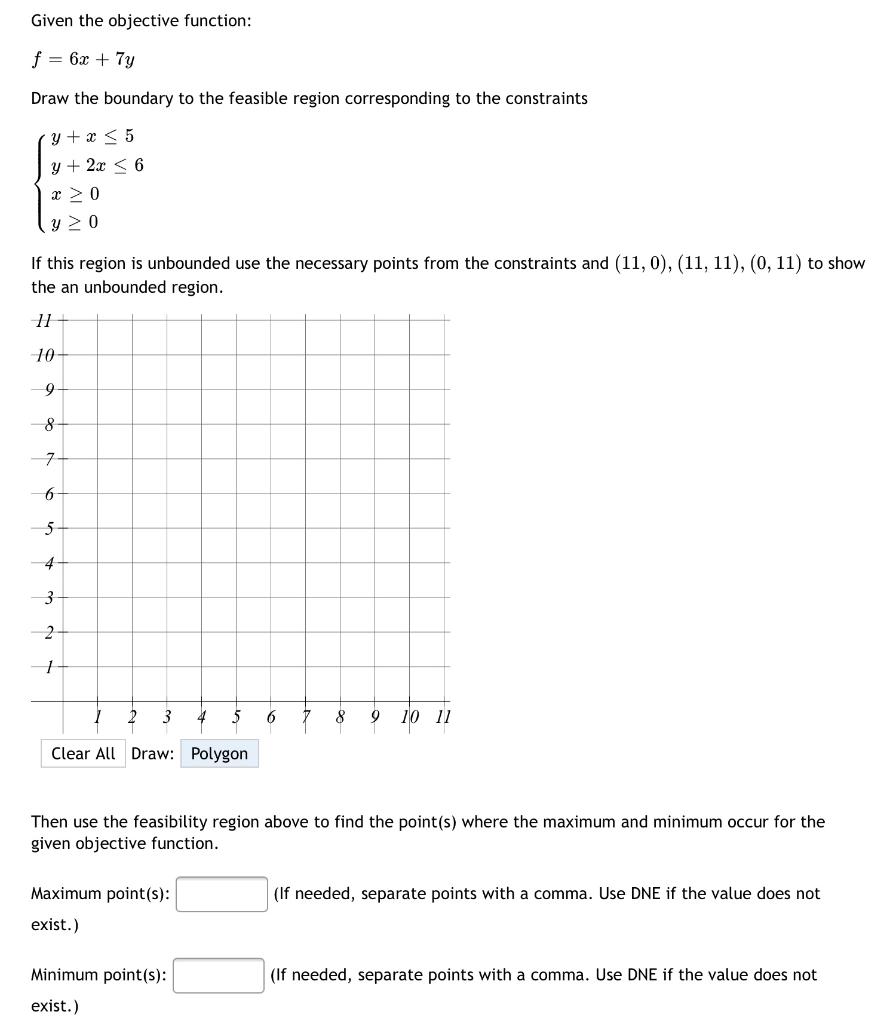 Solved Given the objective function: f = 8x + 10y Draw the | Chegg.com
