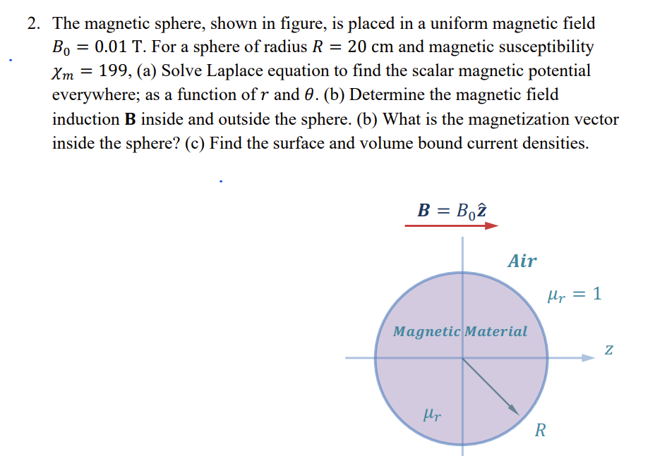 Solved The magnetic sphere, shown in figure, is placed in a | Chegg.com
