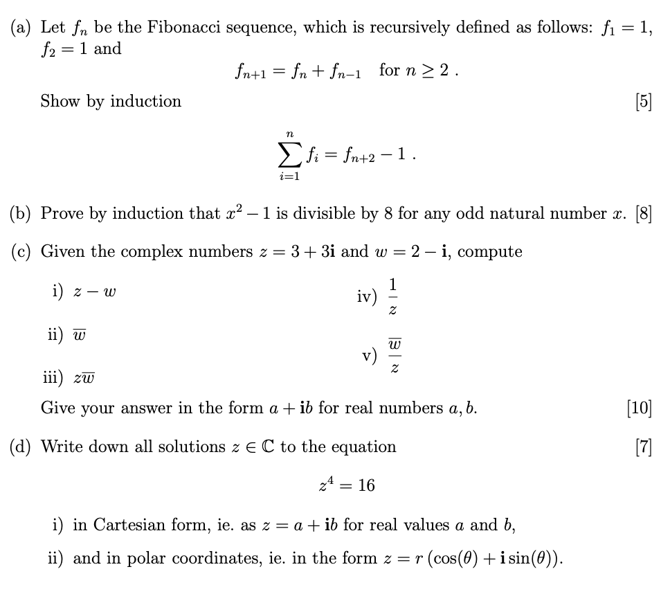 Solved (a) Let fn be the Fibonacci sequence, which is | Chegg.com