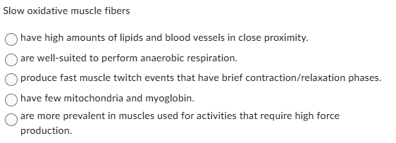 Solved Slow oxidative muscle fibershave high amounts of | Chegg.com