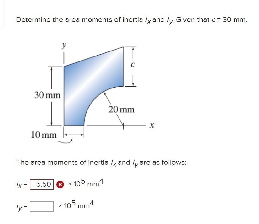 Solved Determine the area moments of inertia Ix and ly. | Chegg.com