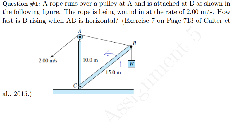 Solved Question \#1: A rope runs over a pulley at A and is | Chegg.com