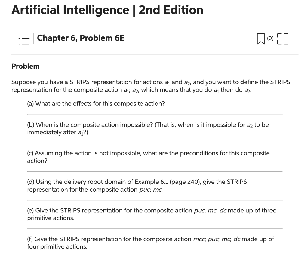 Solved ppose you have a STRIPS representation for actions a1 | Chegg.com