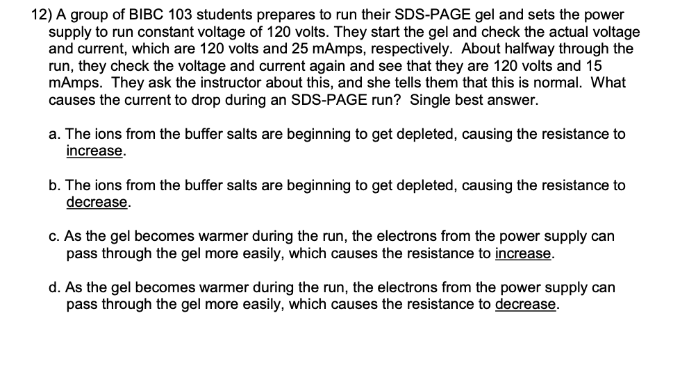 Solved 12) A group of BIBC 103 students prepares to run | Chegg.com