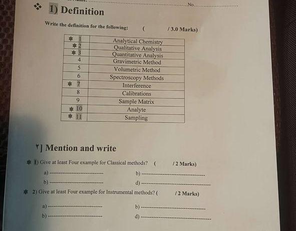 Solved ܀ 1) Definition Write the definition for the | Chegg.com