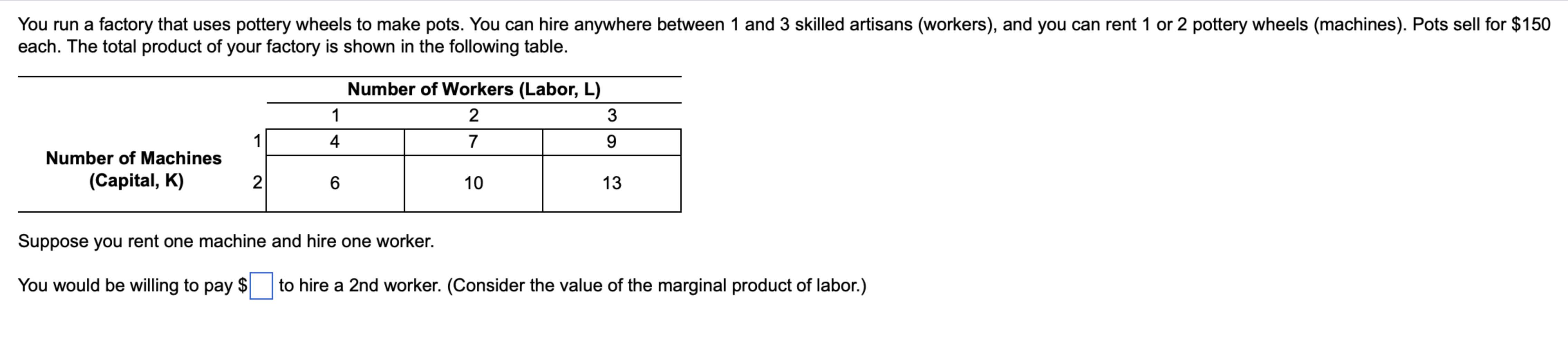 Solved each. The total product of your factory is shown in | Chegg.com