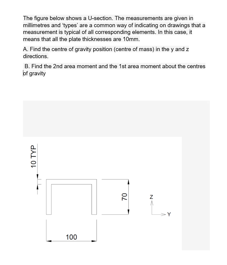 Solved The figure below shows a U-section. The measurements | Chegg.com