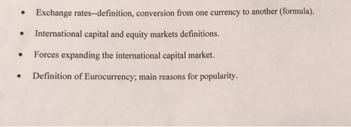 Solved Exchange rates--definition, conversion from one | Chegg.com