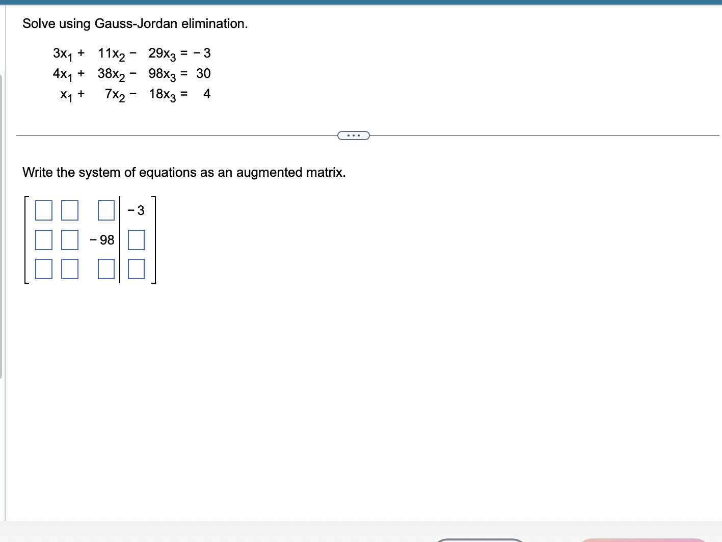 Solved Solve using Gauss-Jordan elimination. | Chegg.com