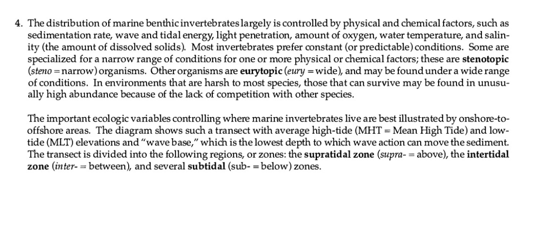4. The distribution of marine benthic invertebrates | Chegg.com