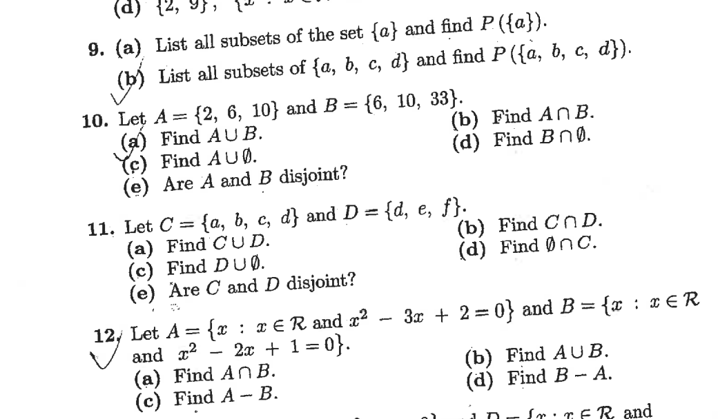 Solved 9. (a) List all subsets of the set {a} and find | Chegg.com