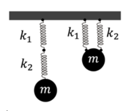 Solved Mass 𝑚 is suspended vertically from the ceiling by | Chegg.com
