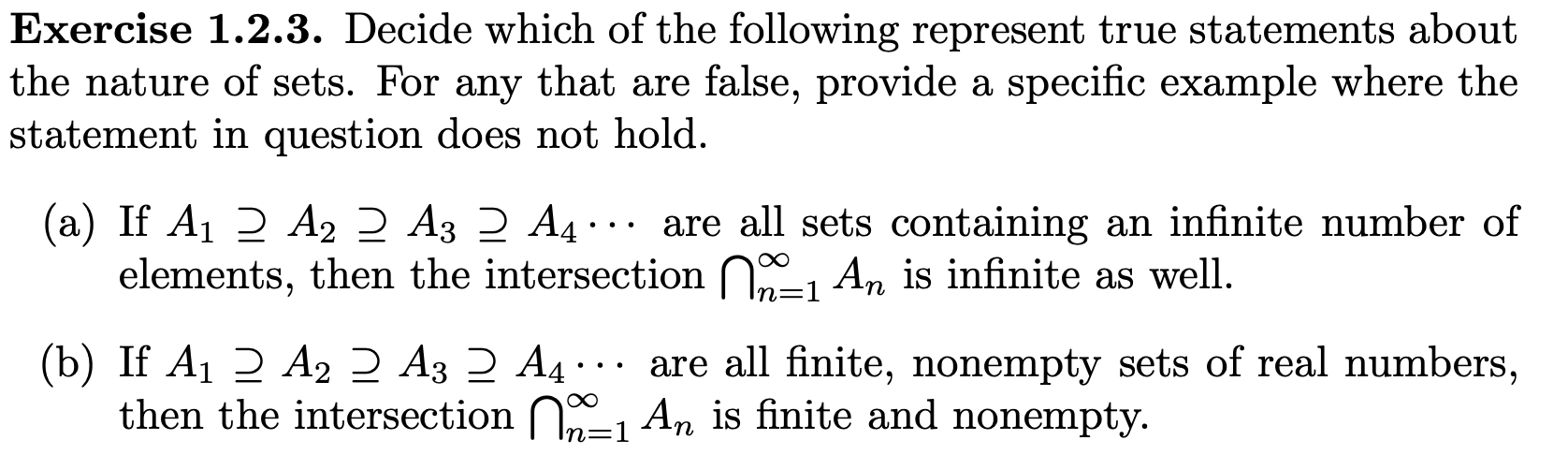 Solved Exercise 1.2.3. Decide which of the following | Chegg.com