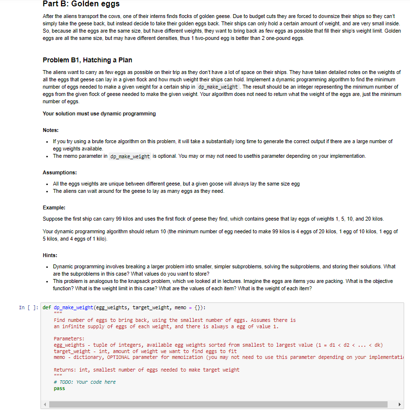 Solved Part B: Golden eggs After the aliens transport the | Chegg.com