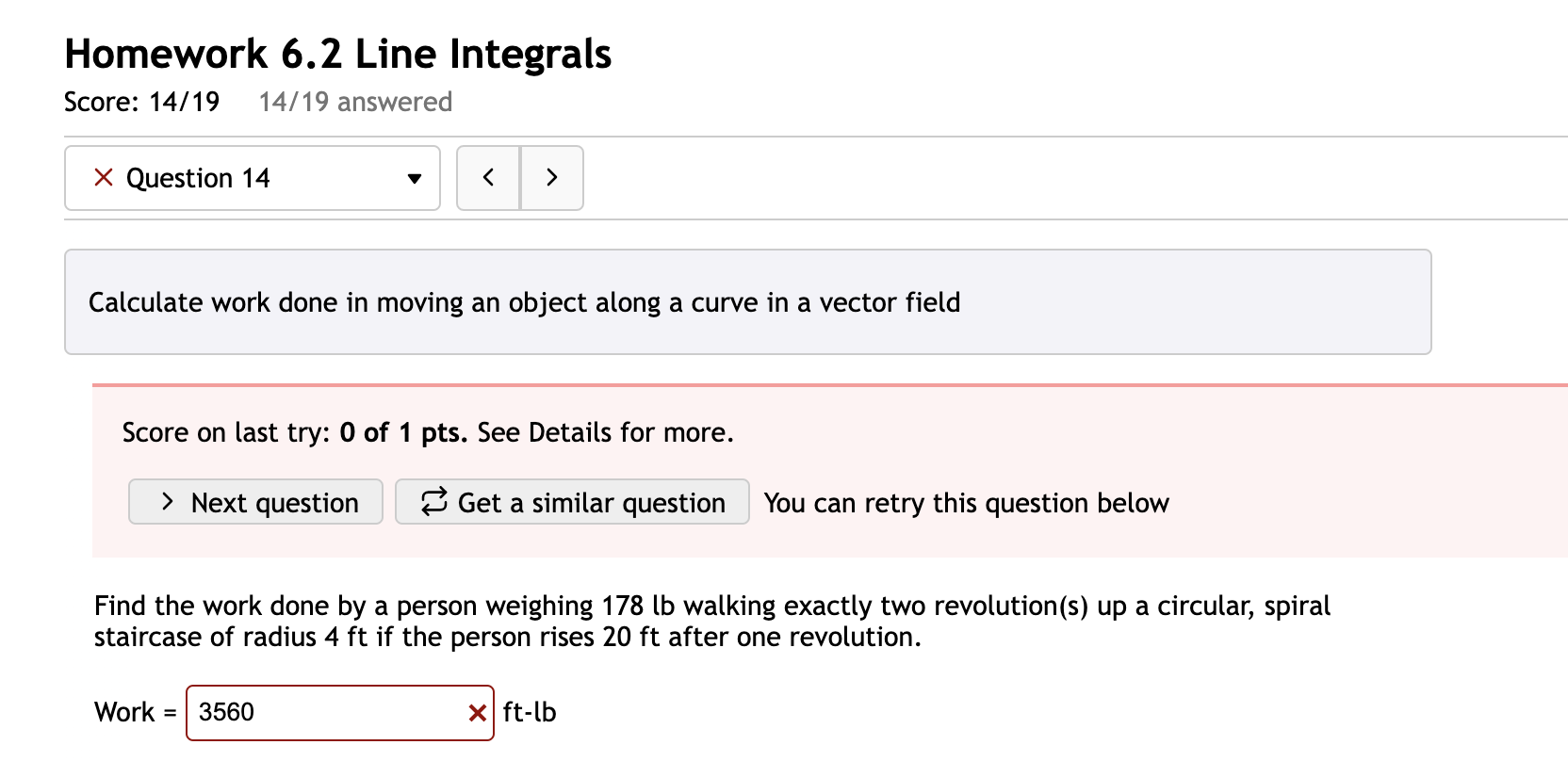 Solved Find the work done by a person weighing 178 lb | Chegg.com