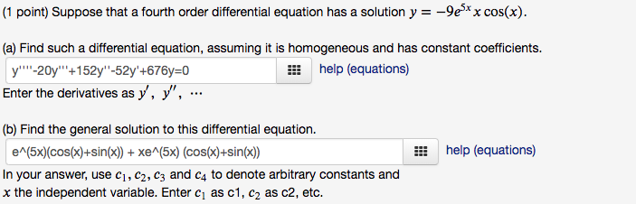 Solved (1 point) Suppose that a fourth order differential | Chegg.com