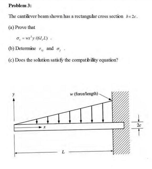 Solved Problem 3: The cantilever beam shown has a | Chegg.com