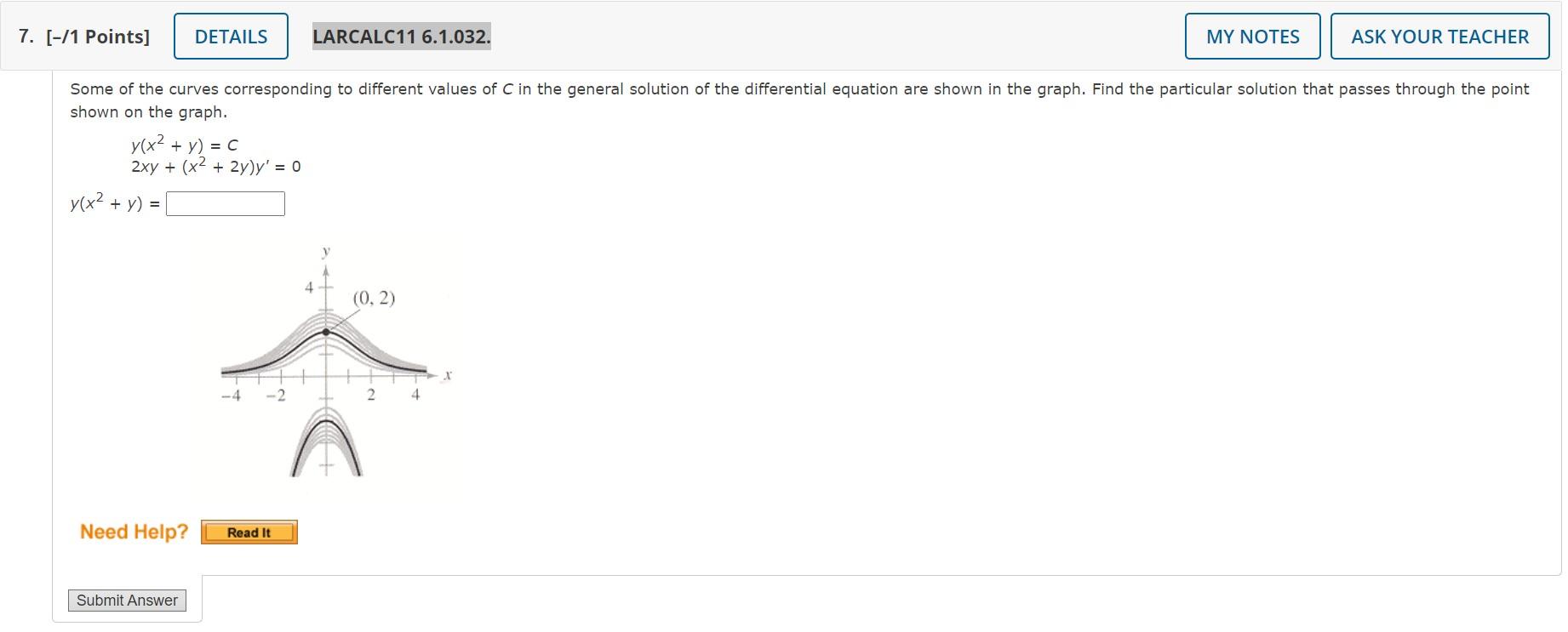Solved MY NOTES ASK YOUR TEACHER 7. [-/1 Points] DETAILS | Chegg.com