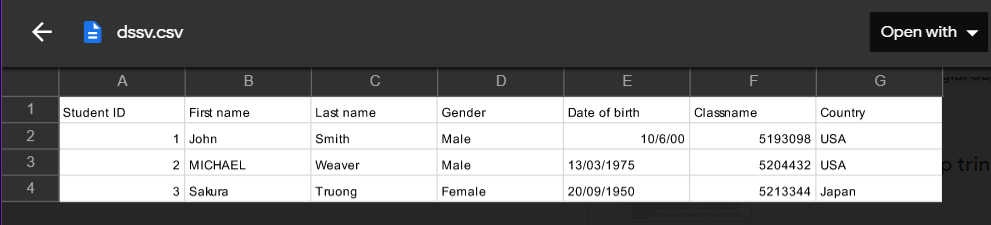 Solved MUST BE IN C 3 CSV according in the following order: | Chegg.com