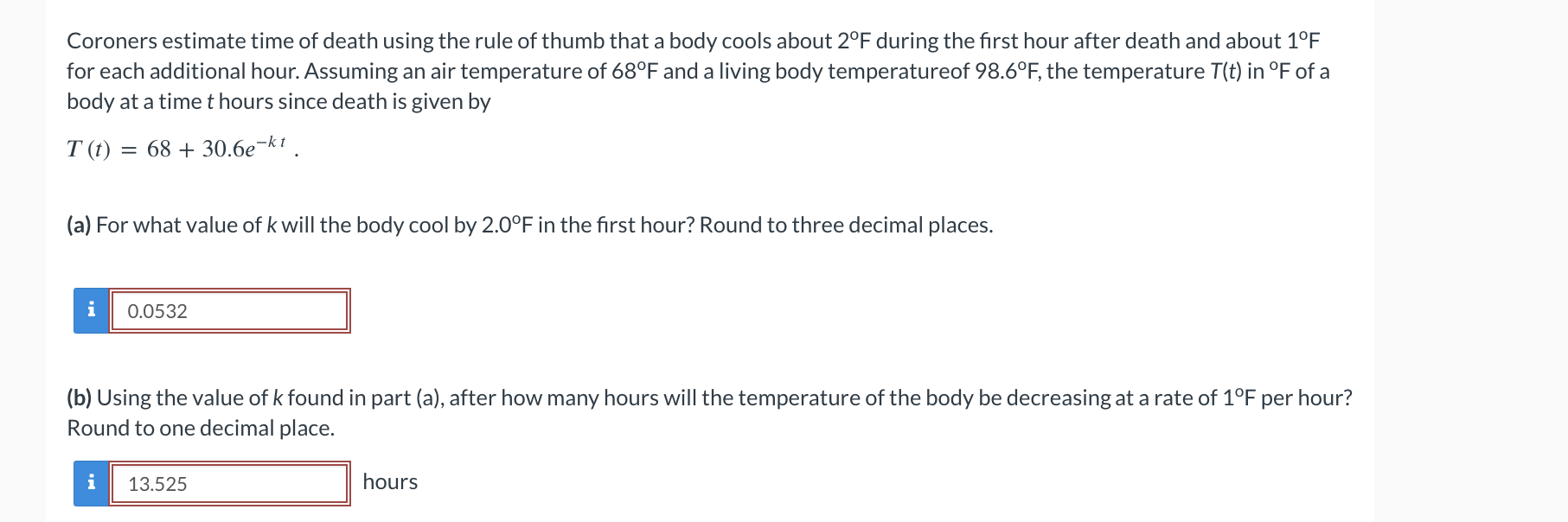 Solved Coroners estimate time of death using the rule of | Chegg.com