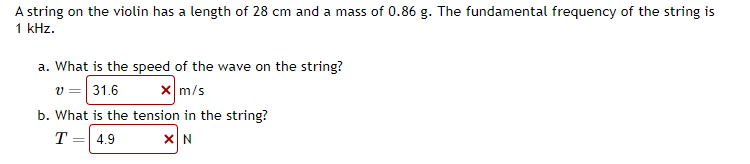 Solved A string on the violin has a length of 28 cm and a | Chegg.com