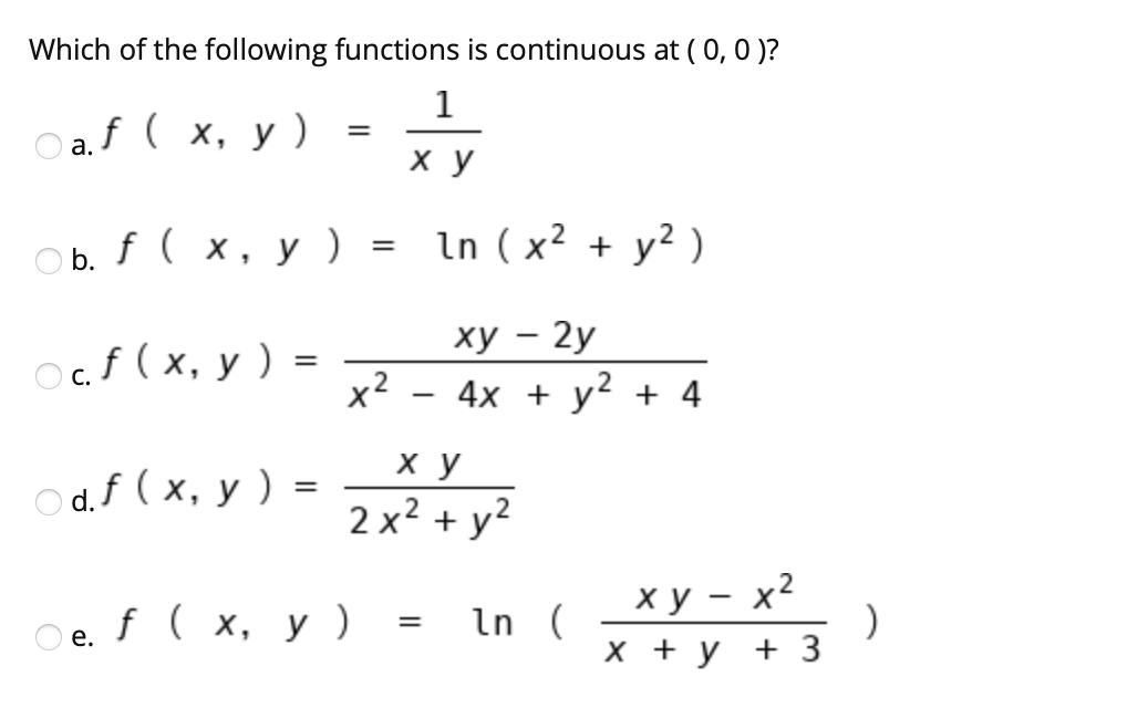 Solved Which of the following functions is continuous at | Chegg.com