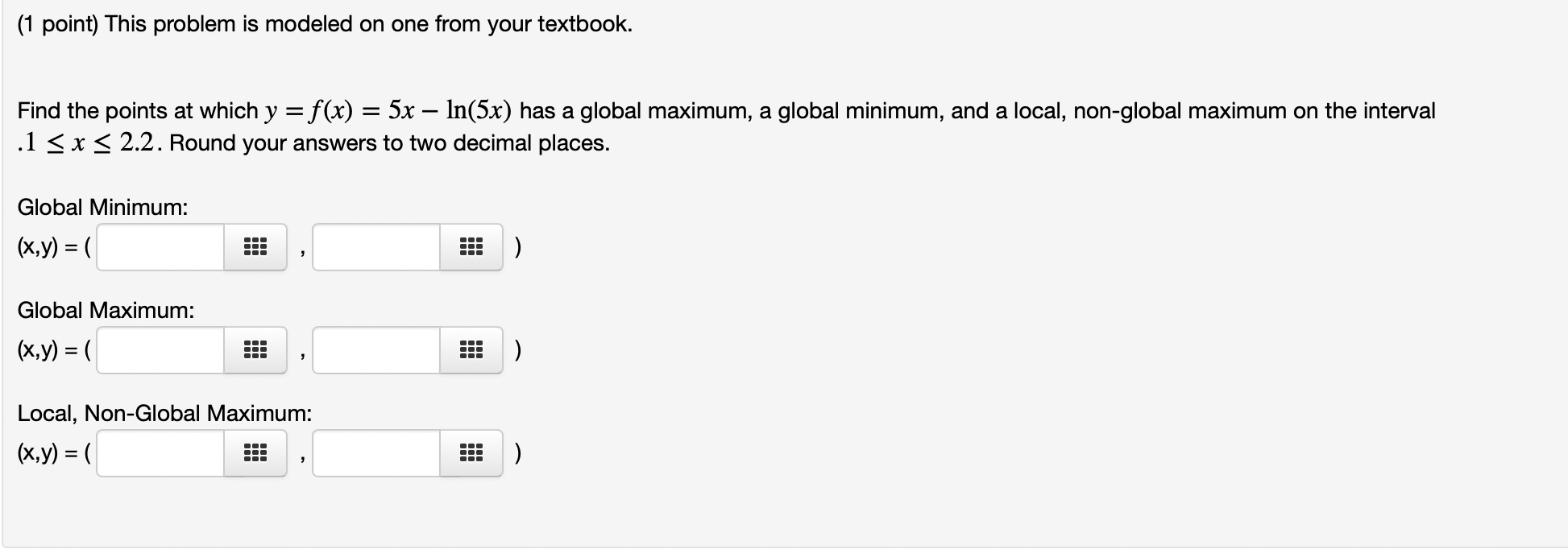 Solved (1 point) This problem is modeled on one from your | Chegg.com