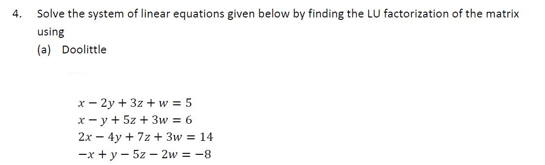Solved Solve the system of linear equations given below by | Chegg.com