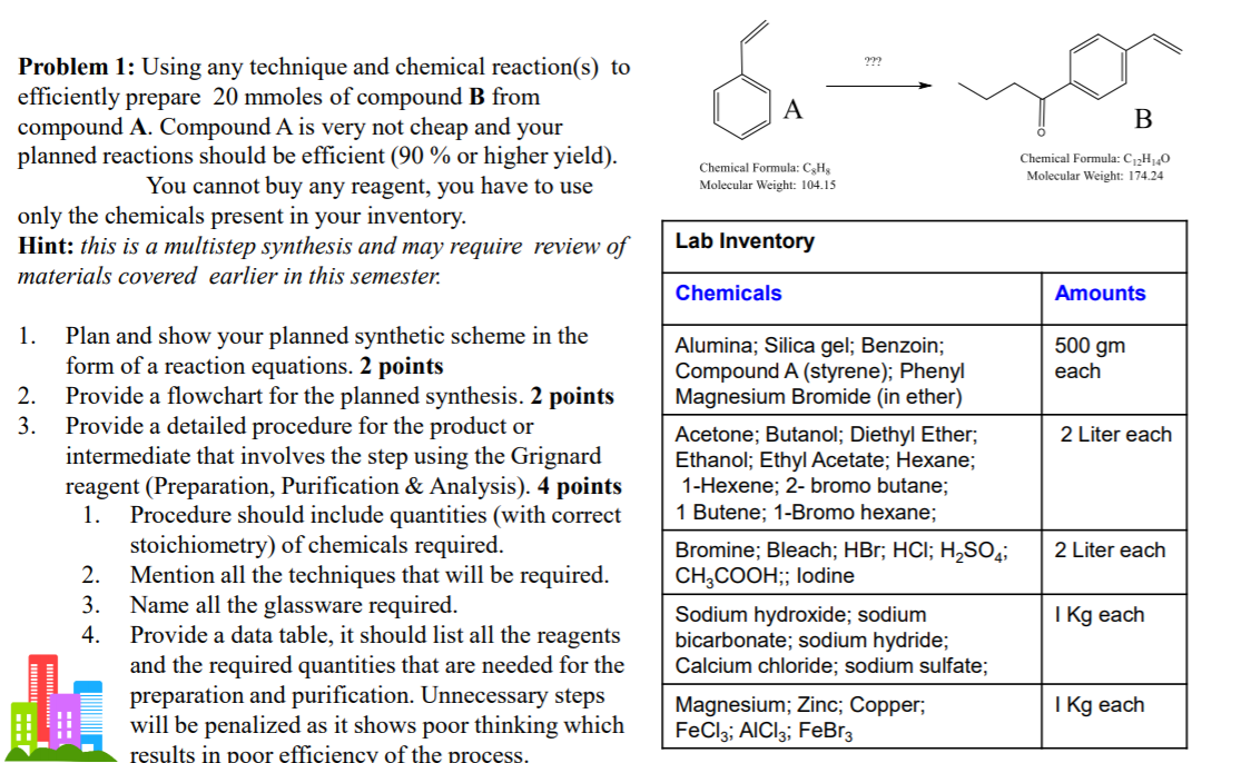 B Problem 1: Using any technique and chemical | Chegg.com