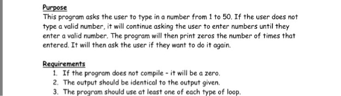 Solved Purpose This program asks the user to type in a | Chegg.com