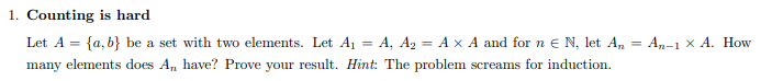 Solved 1. Counting is hard Let A={a,b} be a set with two | Chegg.com