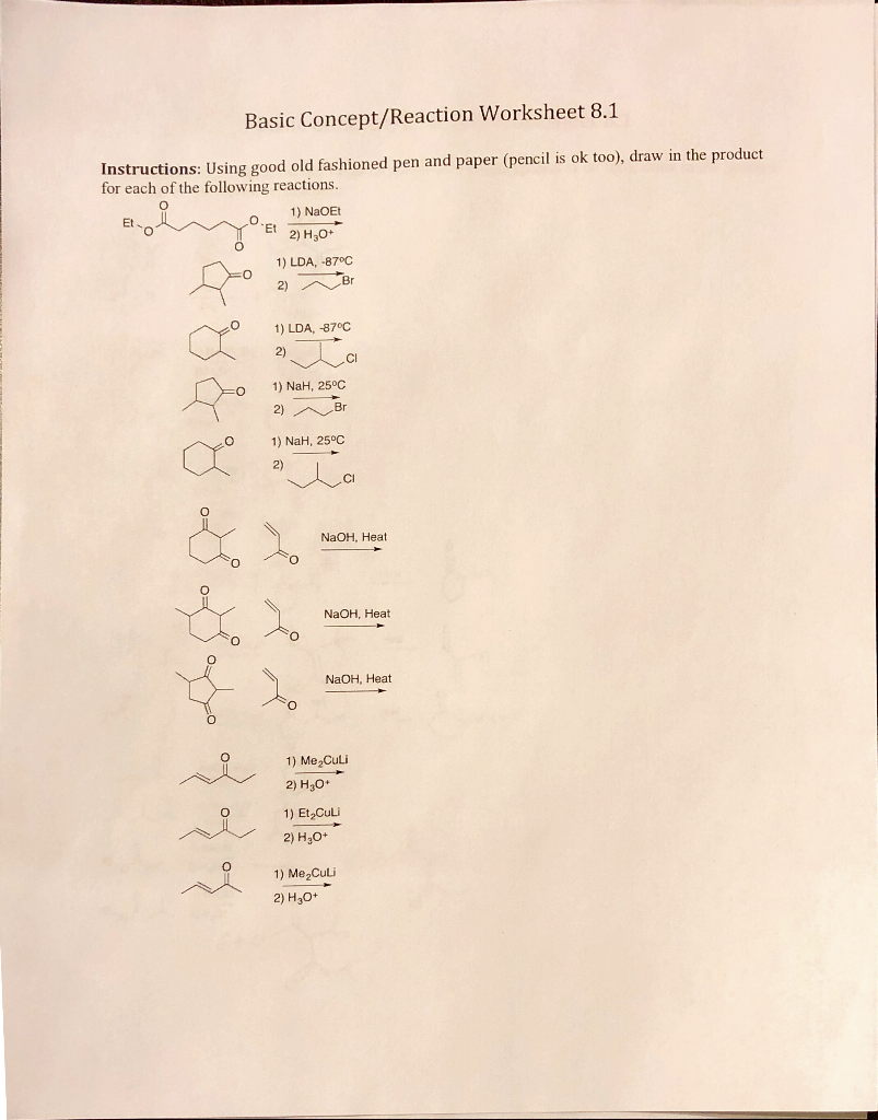Solved Basic Concept/Reaction Worksheet 8.1 nstructions: | Chegg.com
