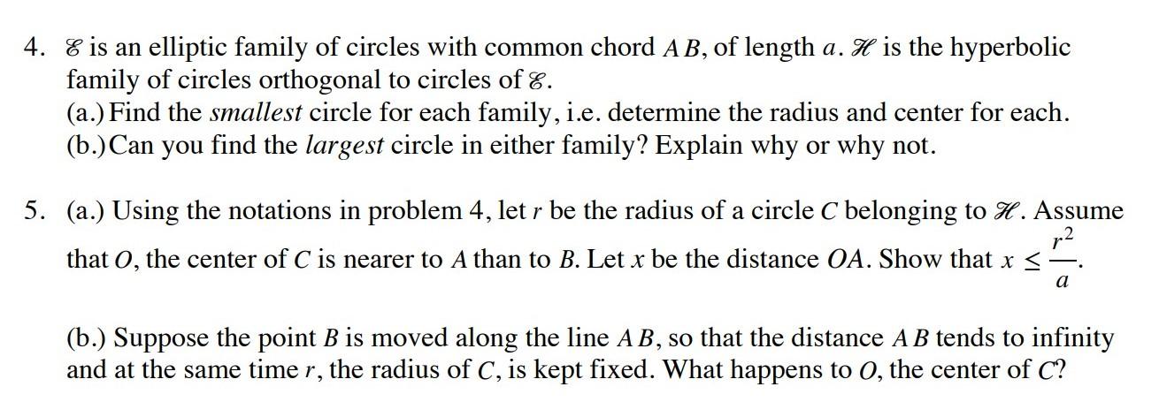 Solved 4. E is an elliptic family of circles with common | Chegg.com