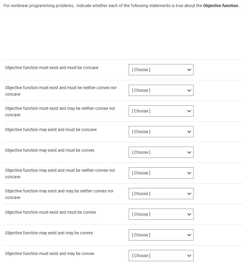Solved For nonlinear programming problems, indicate whether | Chegg.com
