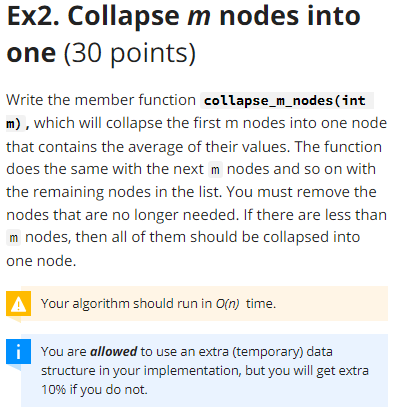 Solved Ex2. Collapse m nodes into one (30 points) Write the | Chegg.com