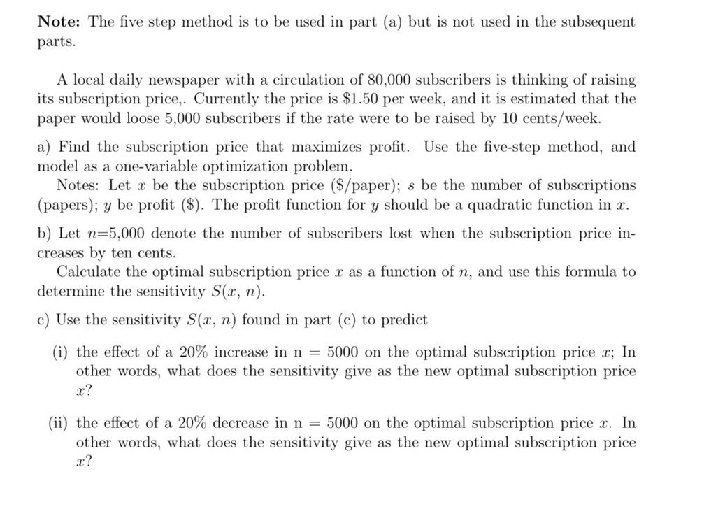 Solved Note: The five step method is to be used in part (a) | Chegg.com