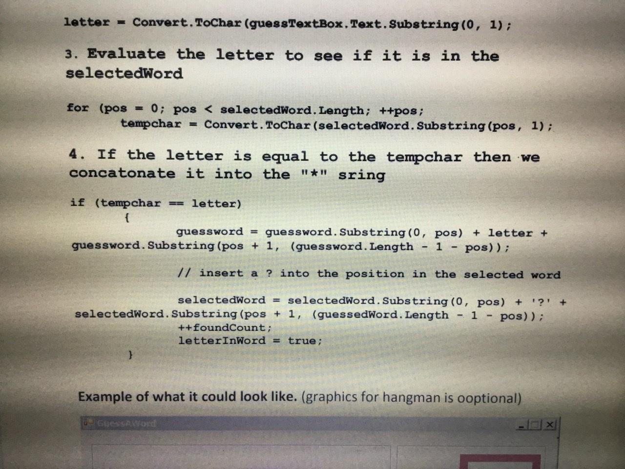 Solved Create a Guess a word/hangman in C# Windows Form app | Chegg.com
