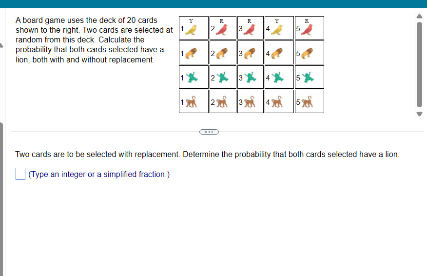 Solved A board game uses the deck of 20 ﻿cards shown to the | Chegg.com