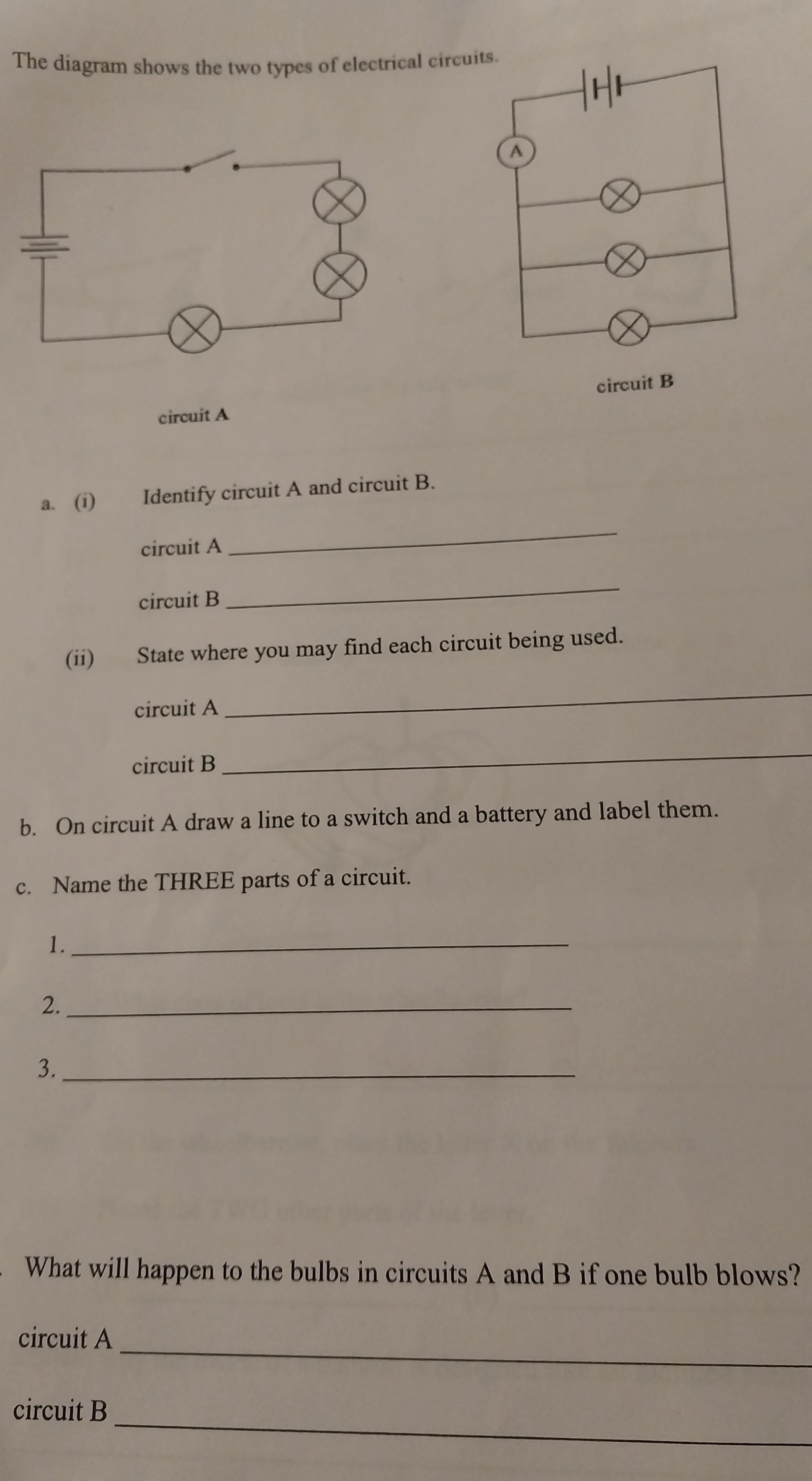 Solved The diagram shows the two types of electrical circui | Chegg.com