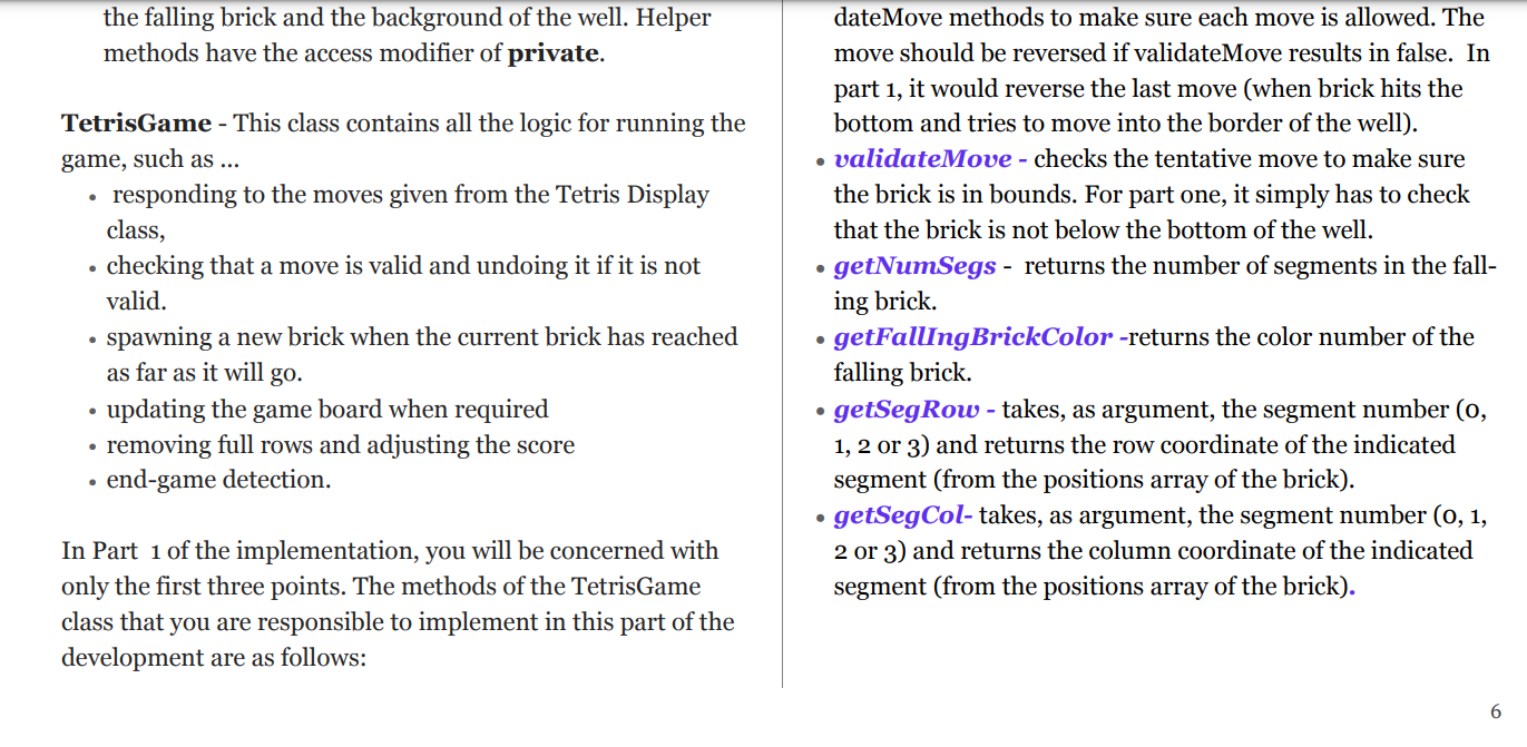 TetrisWindow This class requires no additional | Chegg.com