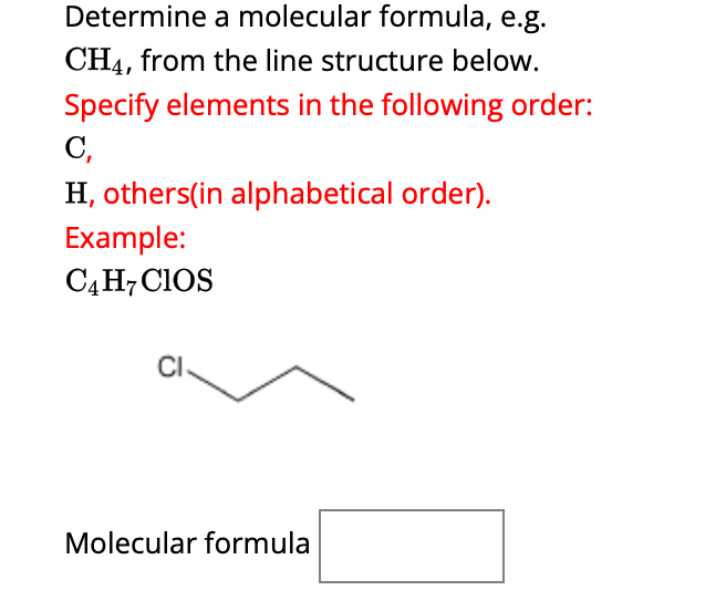 Solved Determine a molecular formula, e.g. CH4, from the | Chegg.com